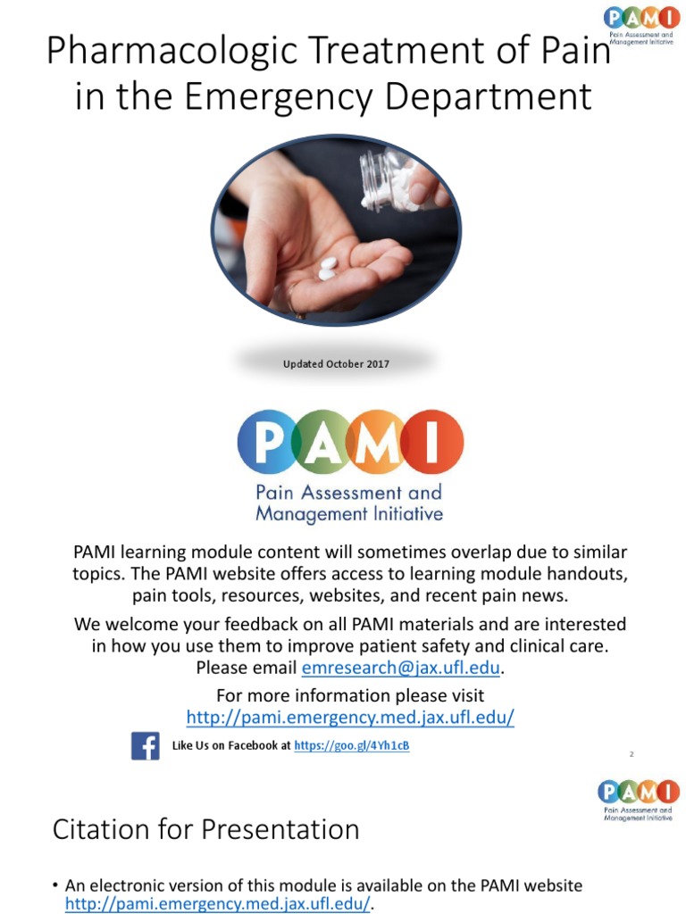 PAMI Module 4 Pharmacologic Treatment of Pain in The Emergency ...