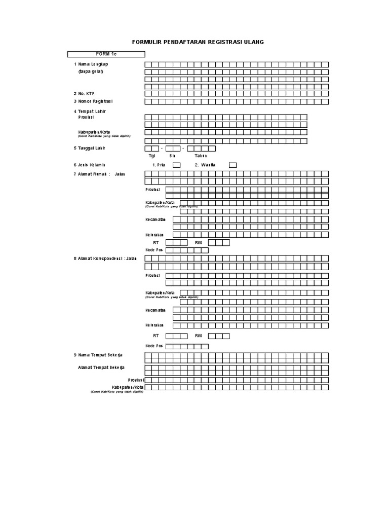 Formulir Registrasi Ulang Kki | PDF