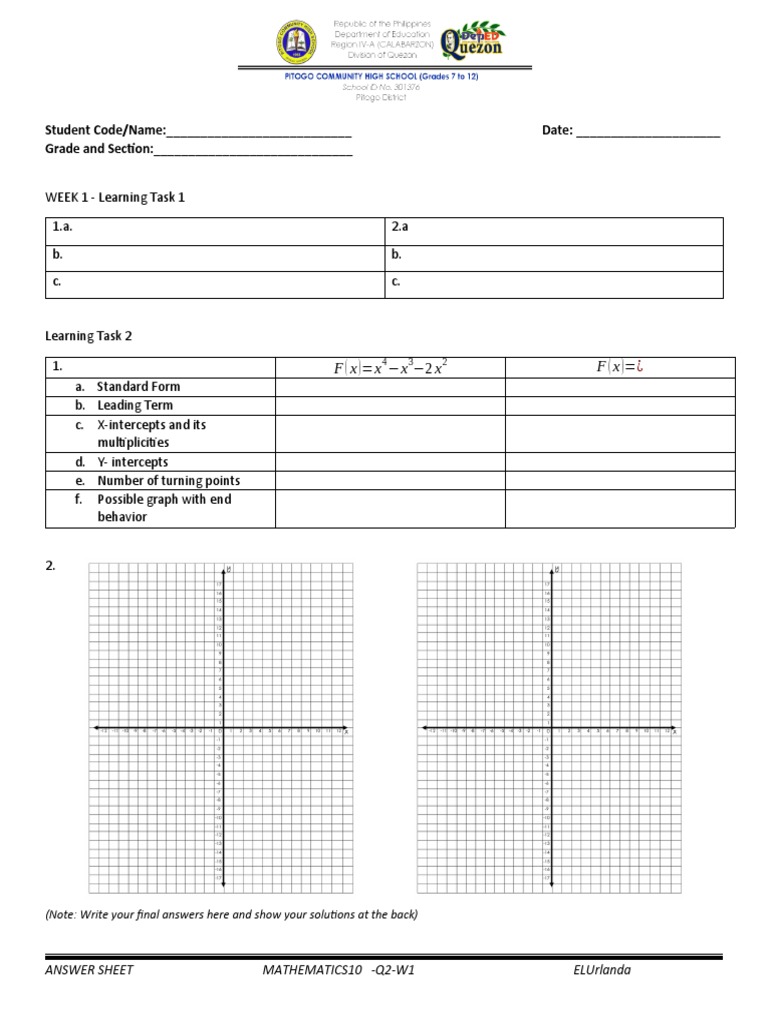 Answer Sheet-M10-Q2-W1 | PDF