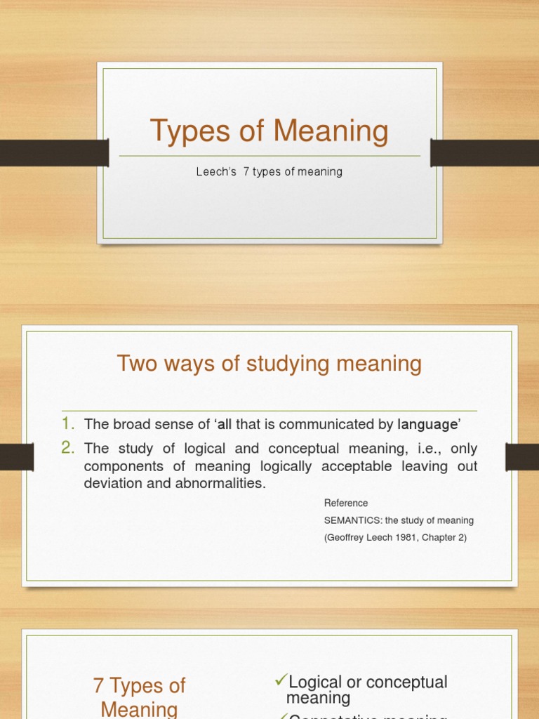 Lecture Notes - Types of Meaning | PDF | Affect (Psychology) | Word Lecture Notes - Types of Meaning | PDF | Affect (Psychology) | Word