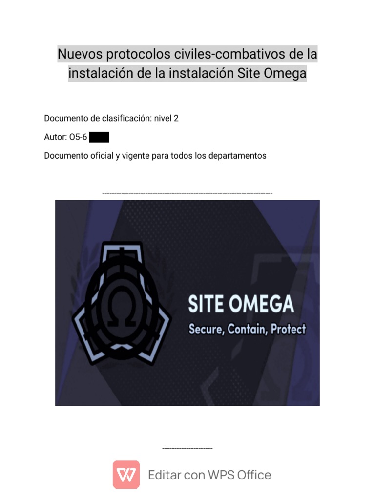 Protocolos de Seguridad Site Omega | PDF | Historia