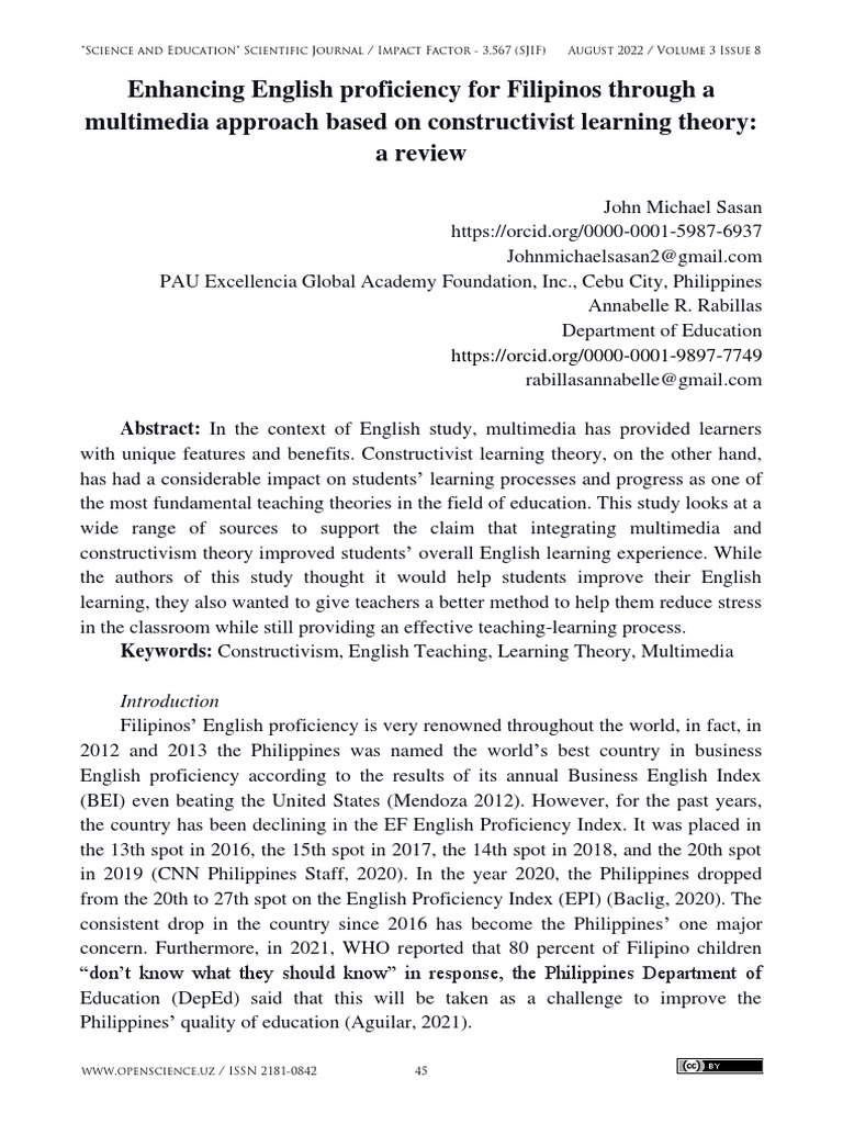 Enhancing English Proficiency For Filipinos Through A Multimedia ...