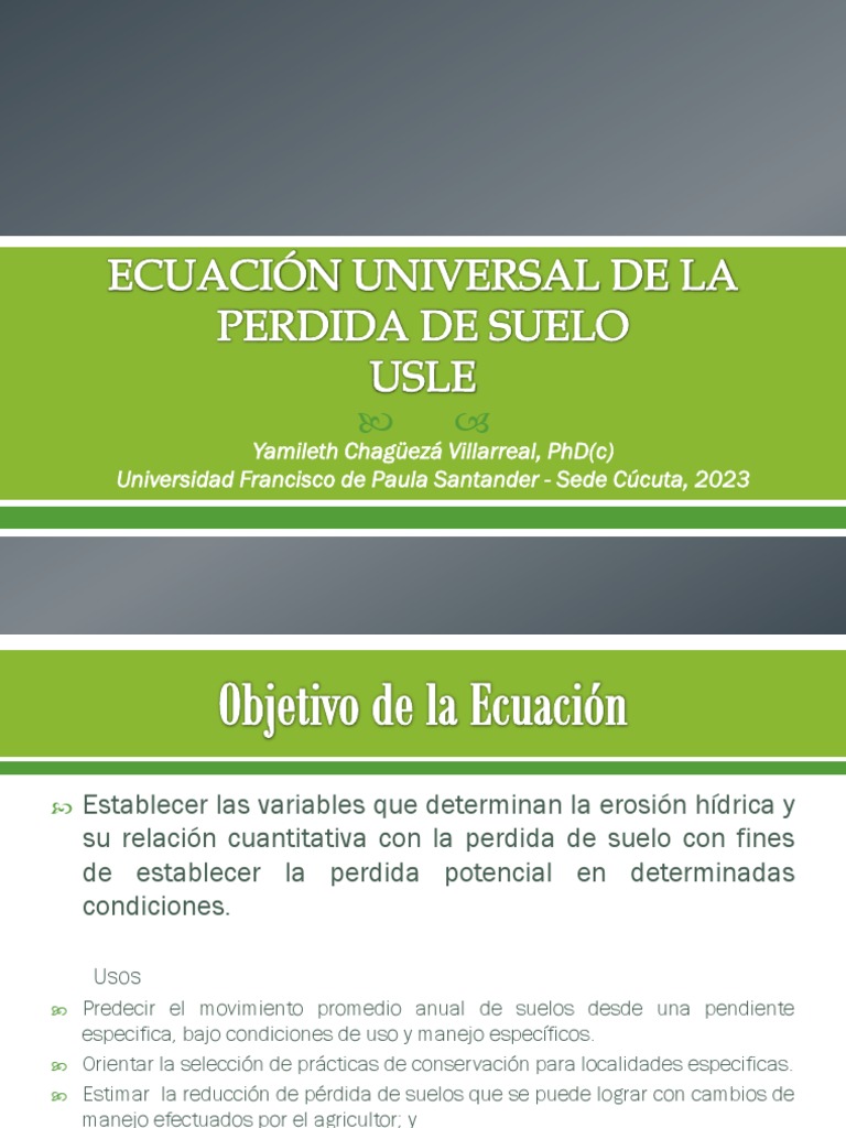 Clase 4 Ecuación Universal de La Erosión UFPS Bolo | PDF