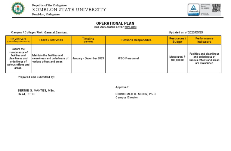 GSO Operational Plan 2023 | PDF