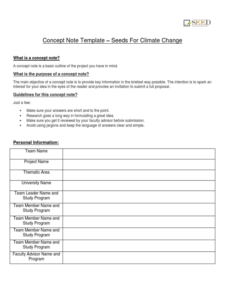 Sfcc Concept Note Template 1 Pdf 7074