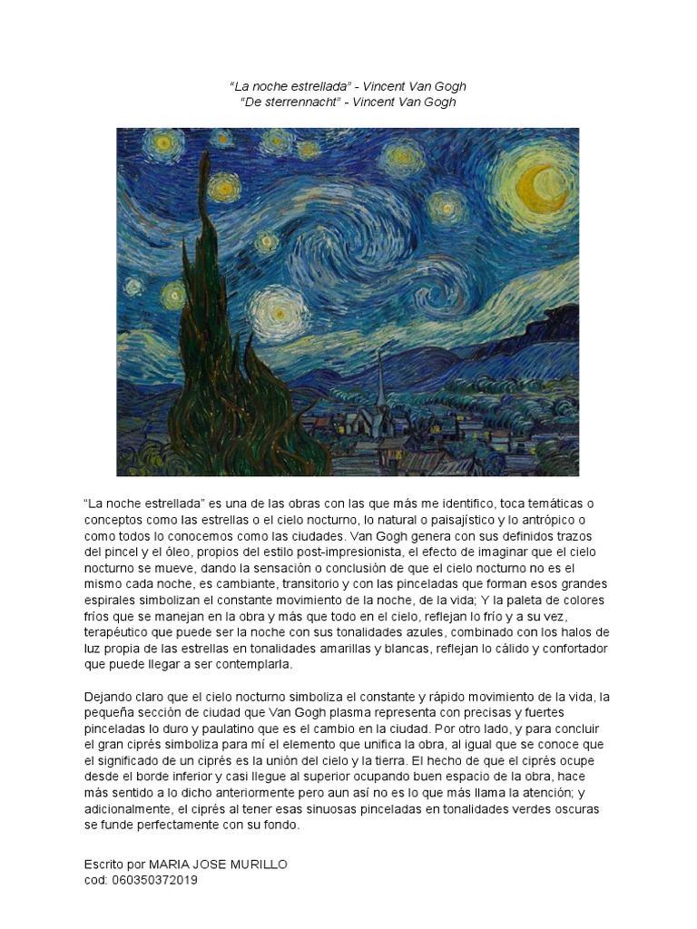 "La Noche Estrellada" - Vincent Van Gogh | PDF