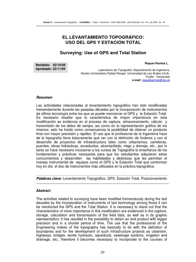 EL LEVANTAMIENTO TOPOGRÁFICO con gps y estacion total | PDF | Sistema ...