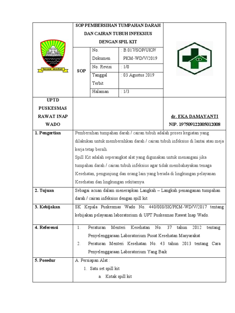 SOP Tumpahan Darah | PDF