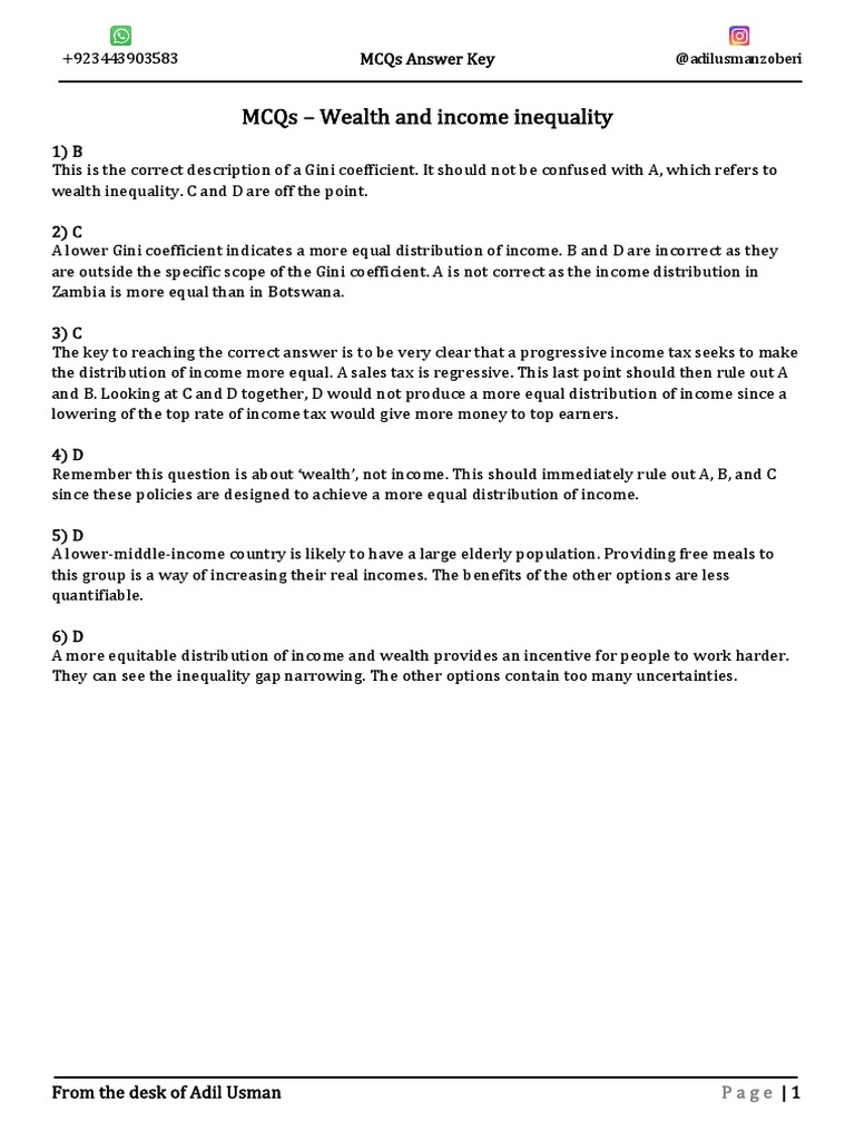 MCQs - Answer Key | PDF | Unemployment | Aggregate Demand