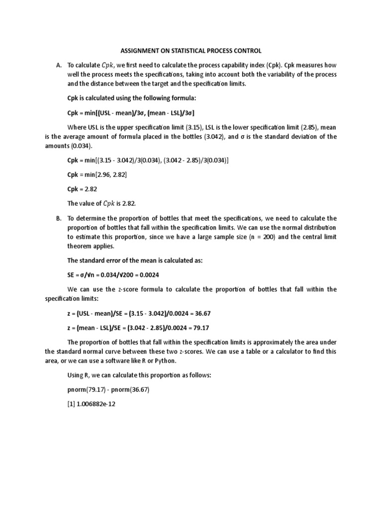 ASSIGNMENT ON STATISTICAL PROCESS CONTROL Prod | PDF | Standard Score ...
