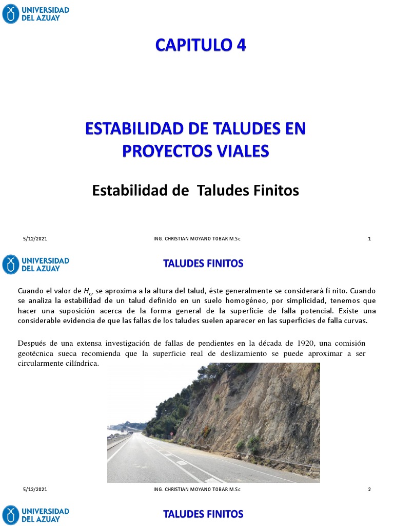 Análisis de estabilidad de taludes | PDF | Ecuaciones | Falla (geología)