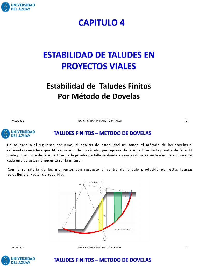 4.4 Estabilidad de Taludes Finitos Por Metodo de Las Dovelas | PDF | Física Aplicada e ...