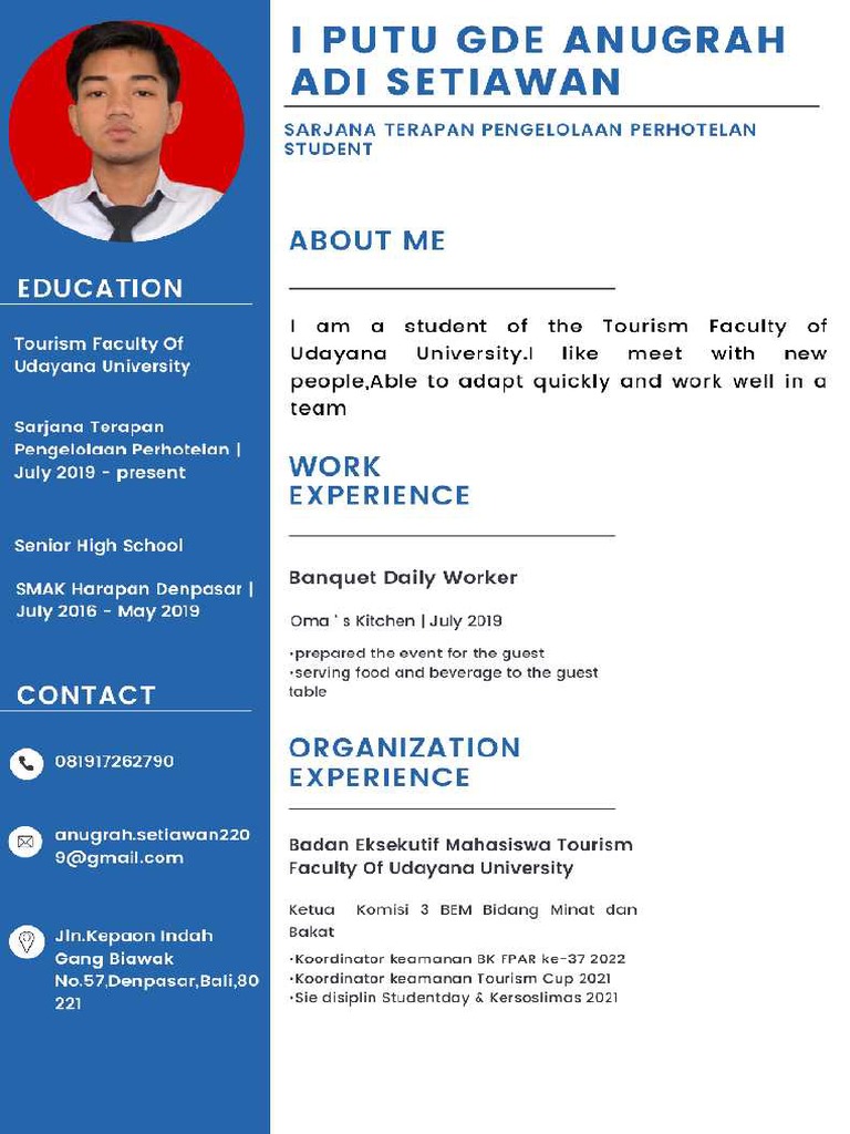 CV - I Putu Gde Anugrah Adi Setiawan | PDF