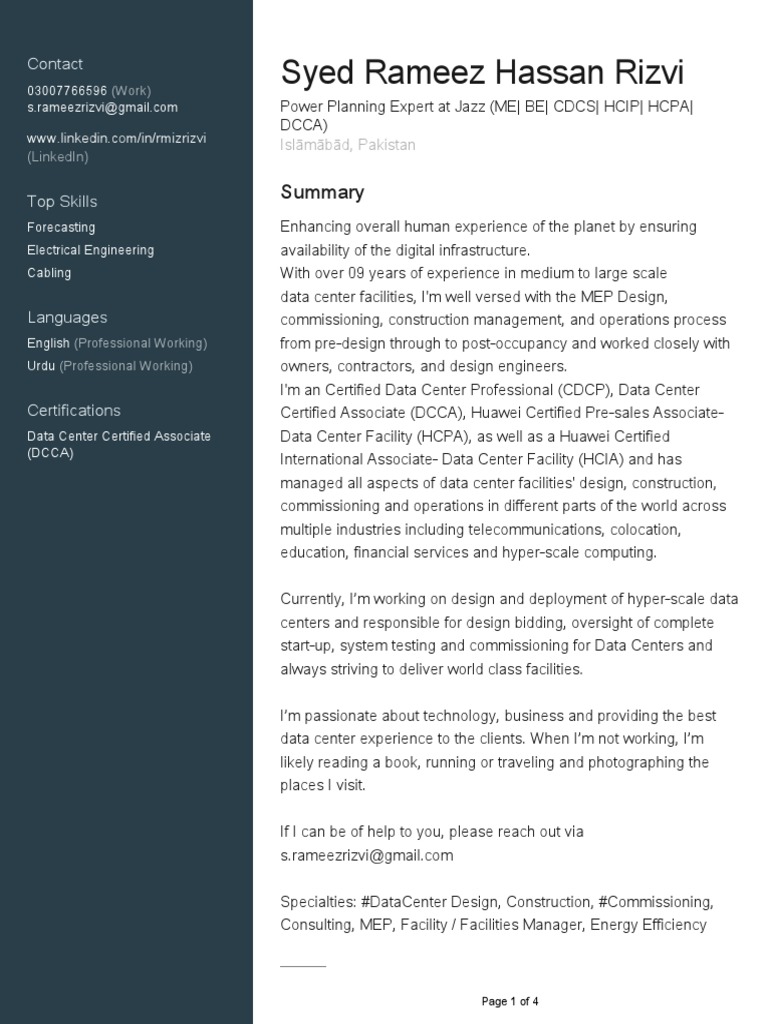 Syed Rameez Hassan Rizvi | Download Free PDF | Data Center | Engineering