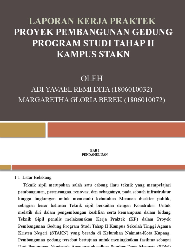 Laporan Kerja Praktek Proyek Gedung STAKN | PDF