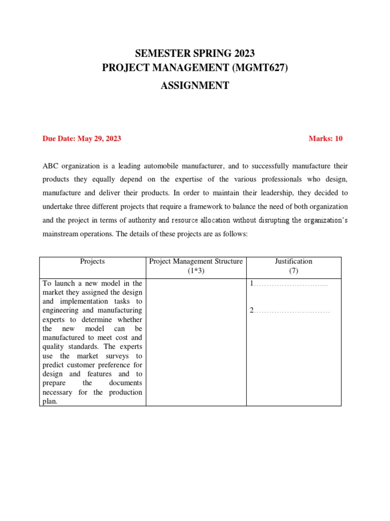 Spring 2023 - MGMT627 - 1 | PDF | Project Management | Computing