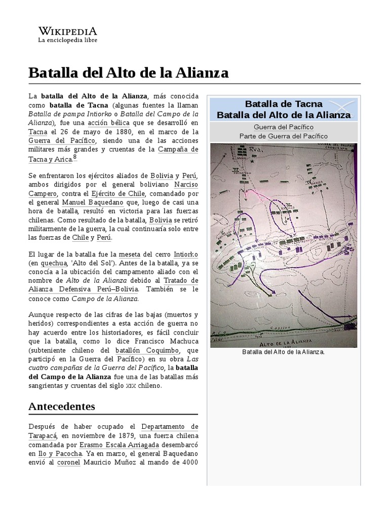 Batalla Del Alto de La Alianza | PDF | Perú | Guerra