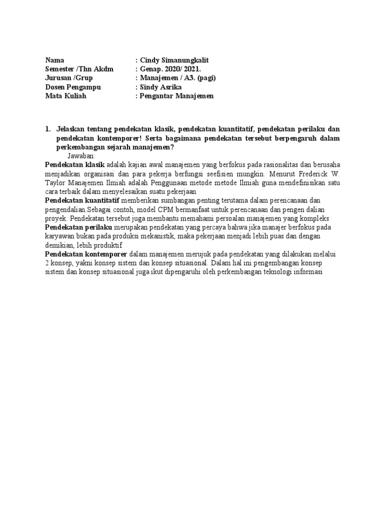 Uts Pengantar Manajemen | PDF | Bisnis