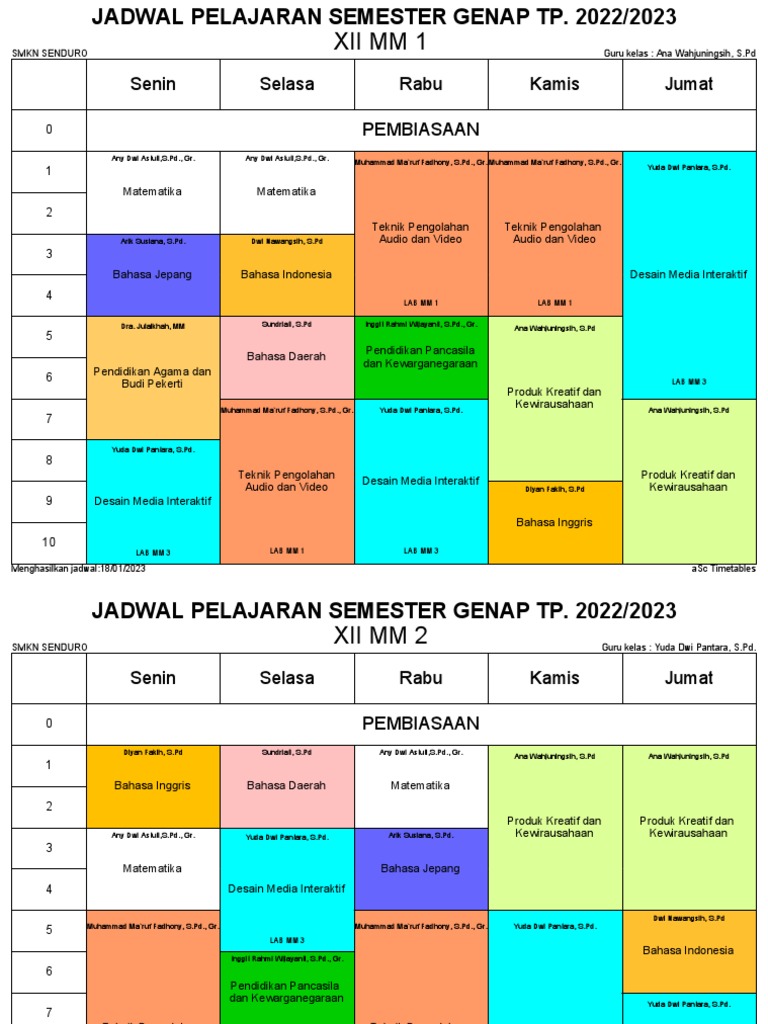 Jadwal SMT Genap TP 22-23 New | PDF