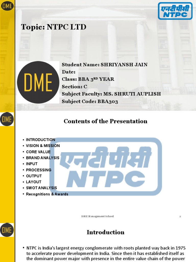 NTPC: Vision, Mission, and SWOT Analysis | PDF | Solar Power | Nature