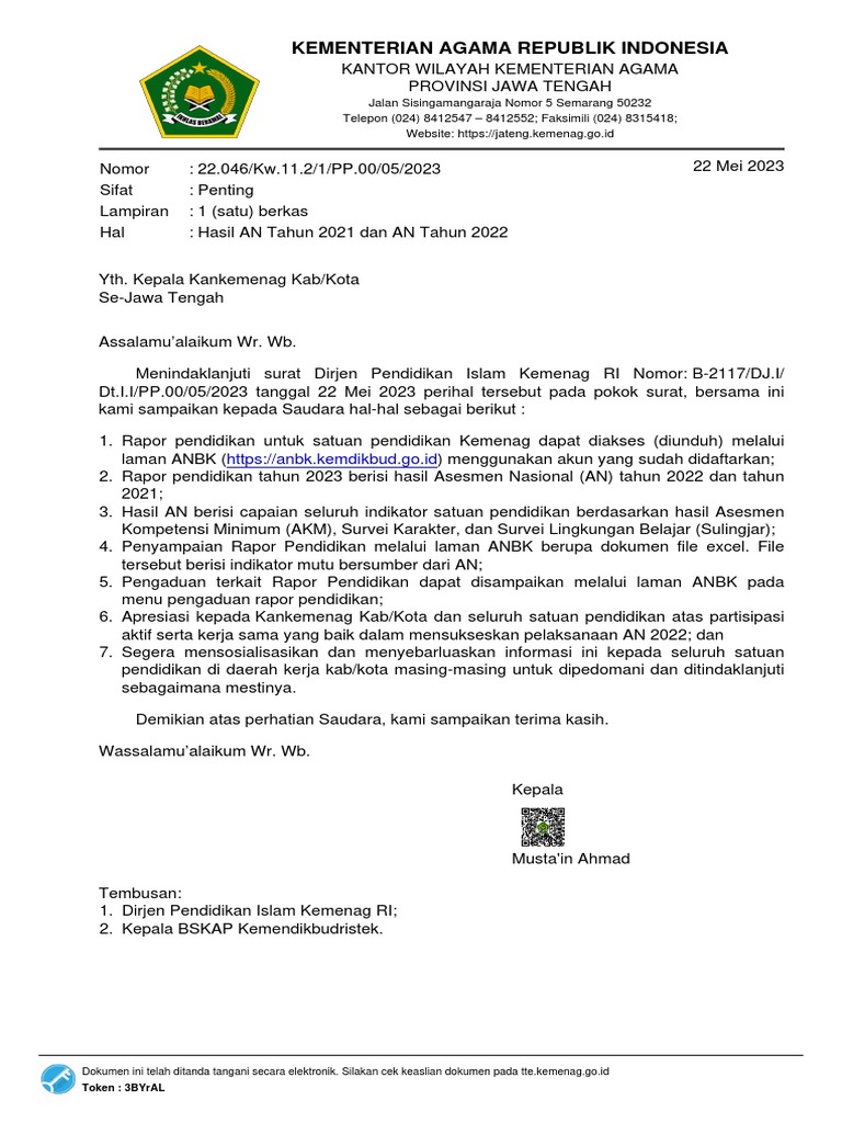 JTG Hasil AN 2022-2021 Kemenag | PDF | Perjalanan