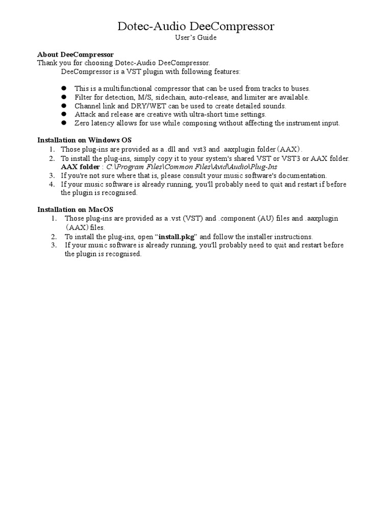 DeeCompressor Manual | PDF