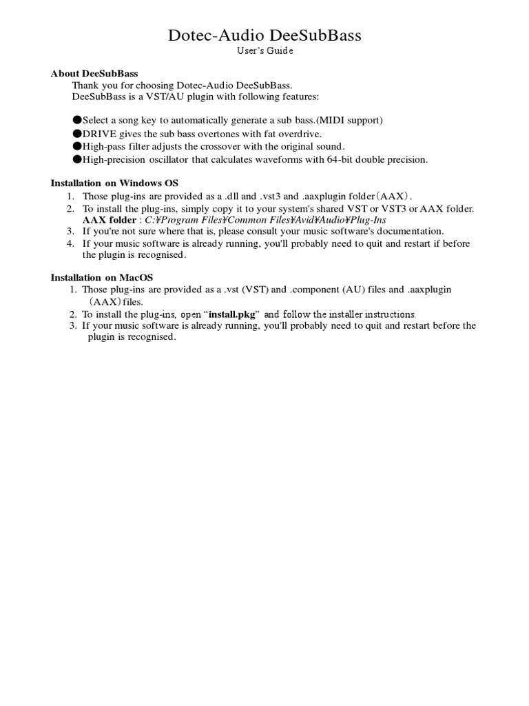 DeeSubBass Manual | PDF | System Software | Computing Platforms