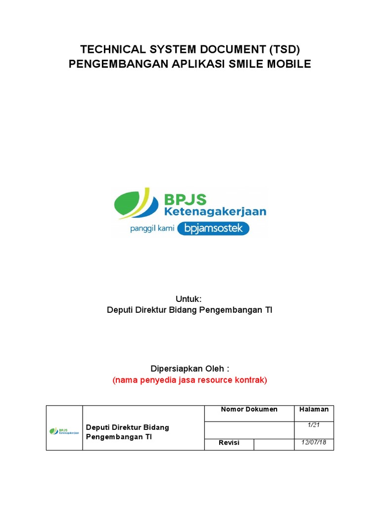 Template Technical System Document (TSD) - Smile Mobile | PDF