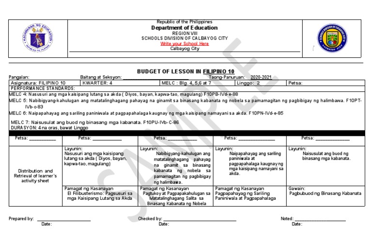BOL - Q4 - Filipino 10 - W2 | PDF