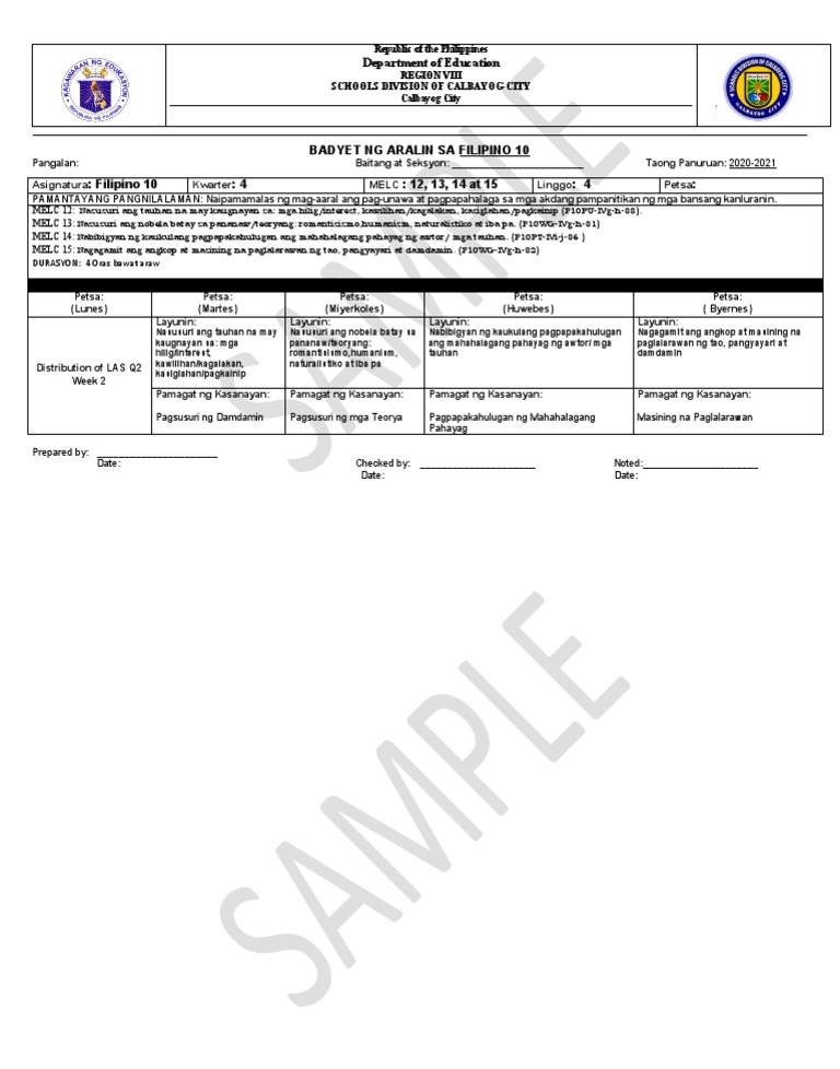 BOL - Q4 - Filipino 10 - W4 | PDF