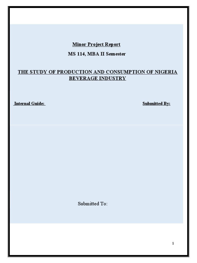 Minor Project Report | PDF | Drink | Soft Drink