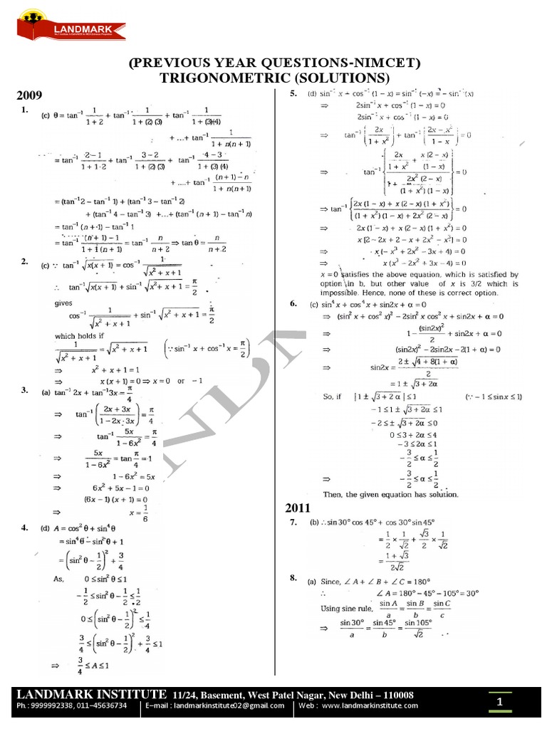 PYQs Solution | PDF | Functions And Mappings | Applied Mathematics