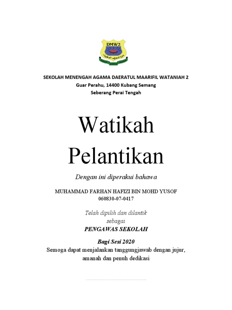 Watikah Perlantikan | PDF