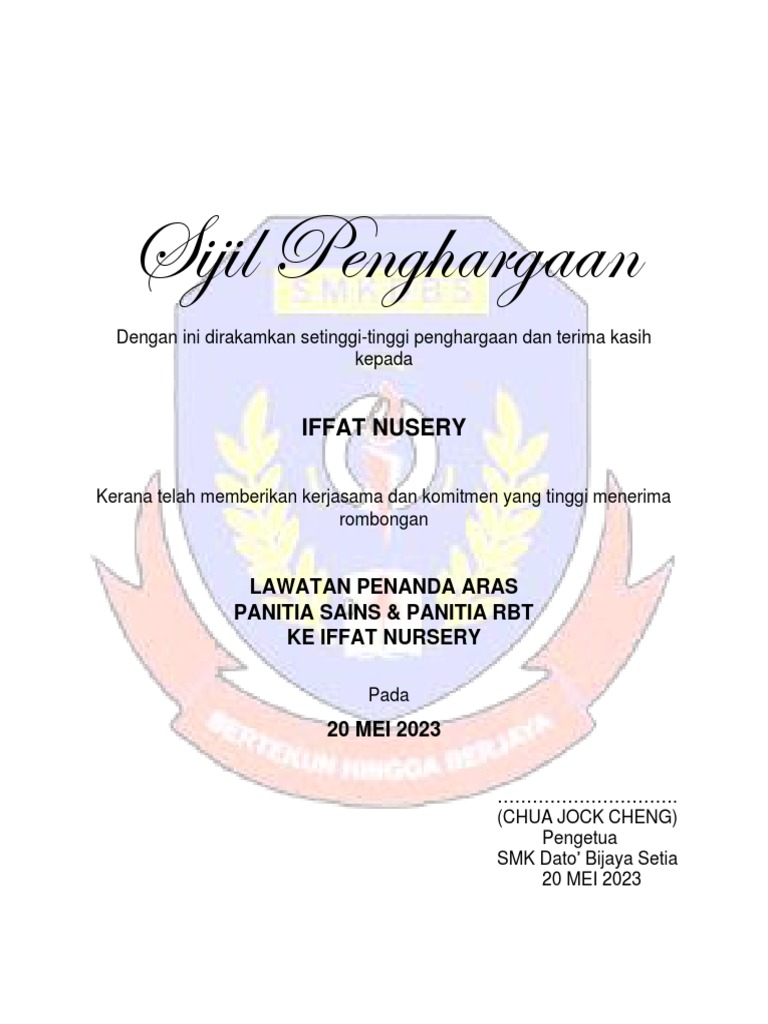 FORMAT SIJIL PENGHARGAAN | PDF