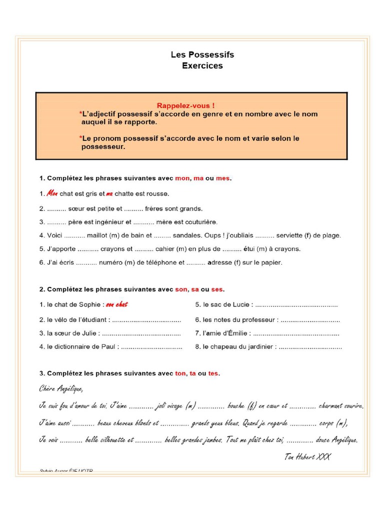 Adjectif Possessif | PDF