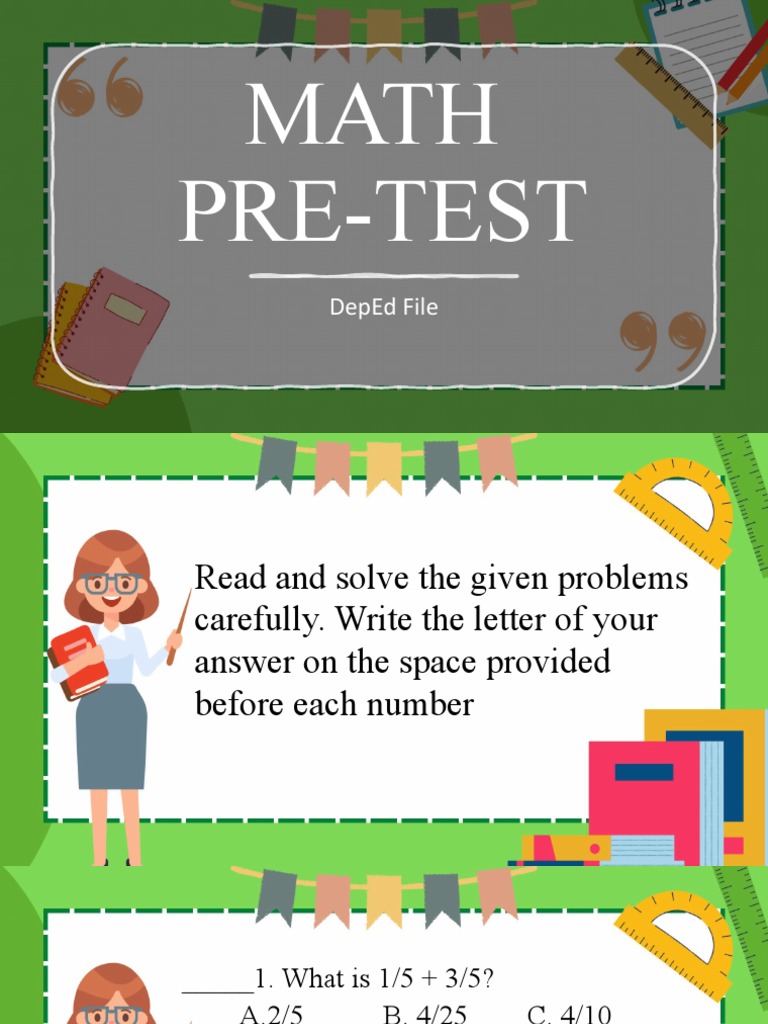 Math Pre Test | PDF | Triangle | Volume