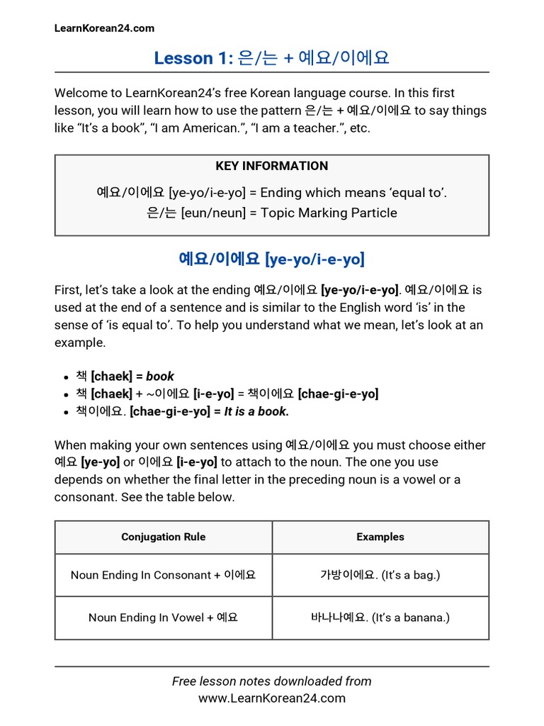 LearnKorean24 Course Lesson 1 | PDF | Linguistics | Cognition