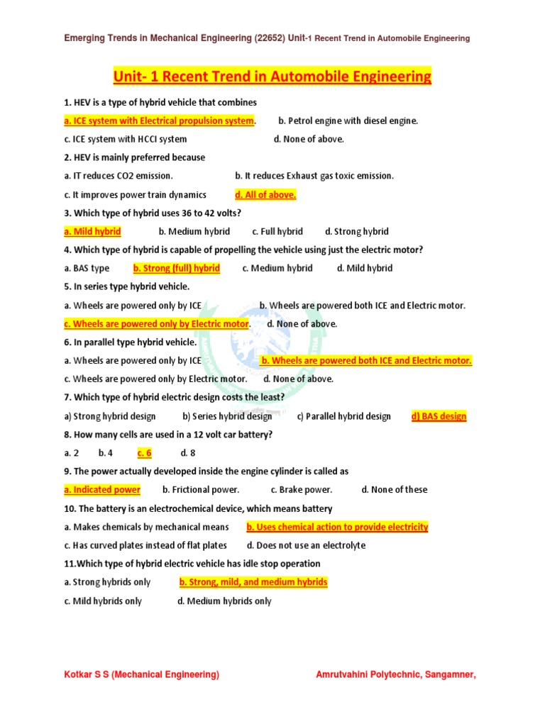 Emerging Trends in Mechanical Engineering (22652-) | PDF | Steam | Boiler