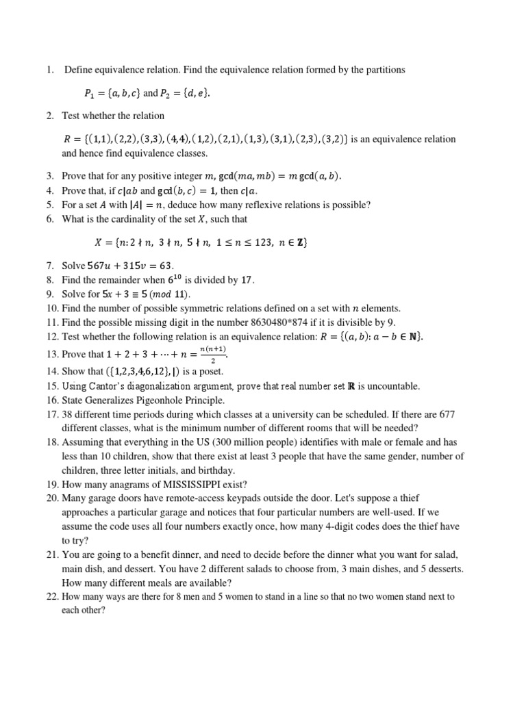 Practice Problem On Discrete Mathematics 2023 | PDF Practice Problem On Discrete Mathematics 2023 | PDF