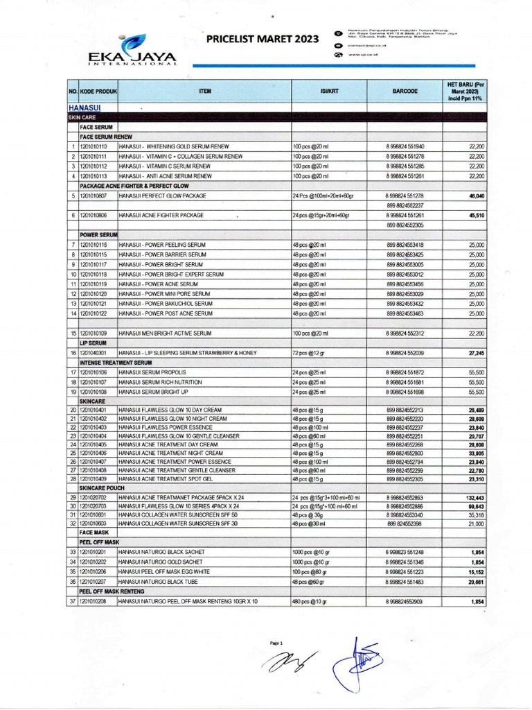 Price List Maret 2023 | PDF