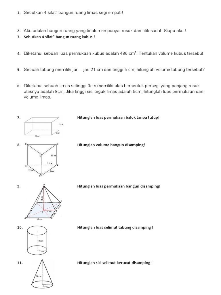MTK (Materi Bangun Ruang) | PDF