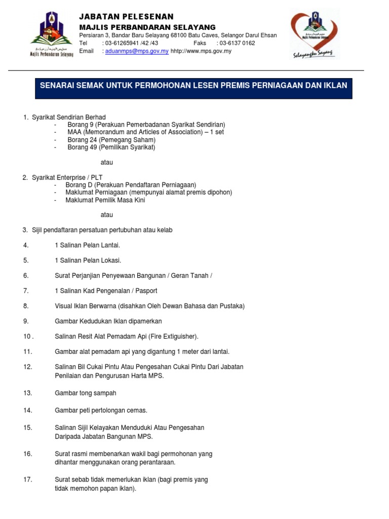 Lesen - Premis - Perniagaan MPS | PDF