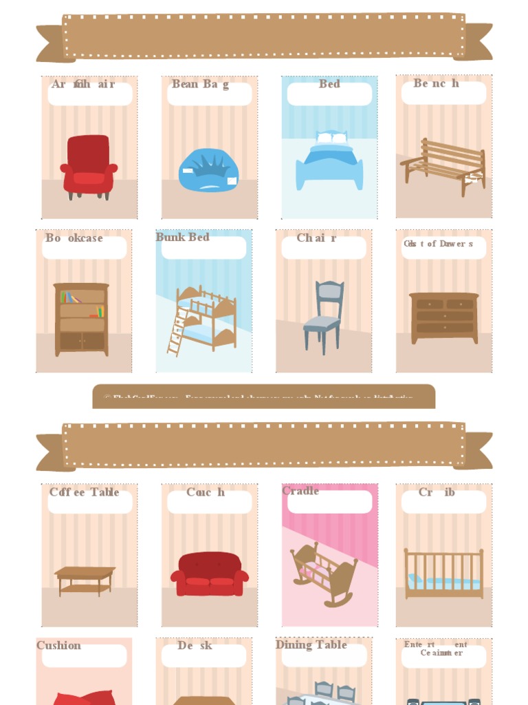 Furniture Flash Cards for Learning | PDF