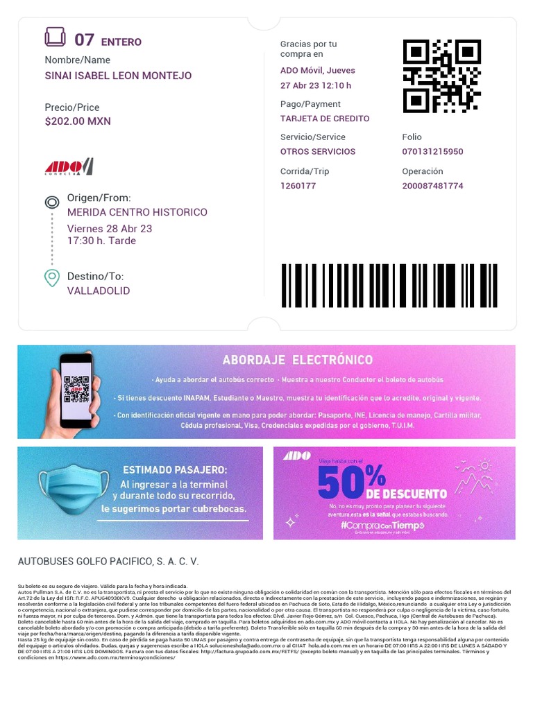 Tu Boleto ADO | PDF