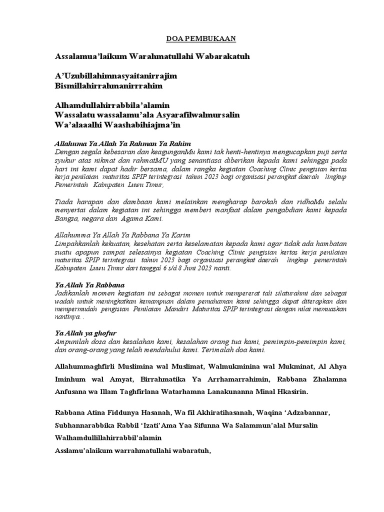 Doa Pembukaan | PDF
