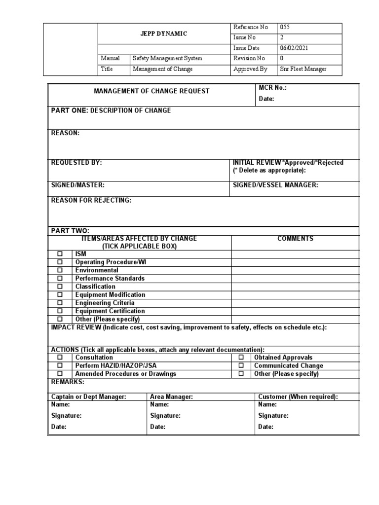 SMS 055 MOC Form | PDF