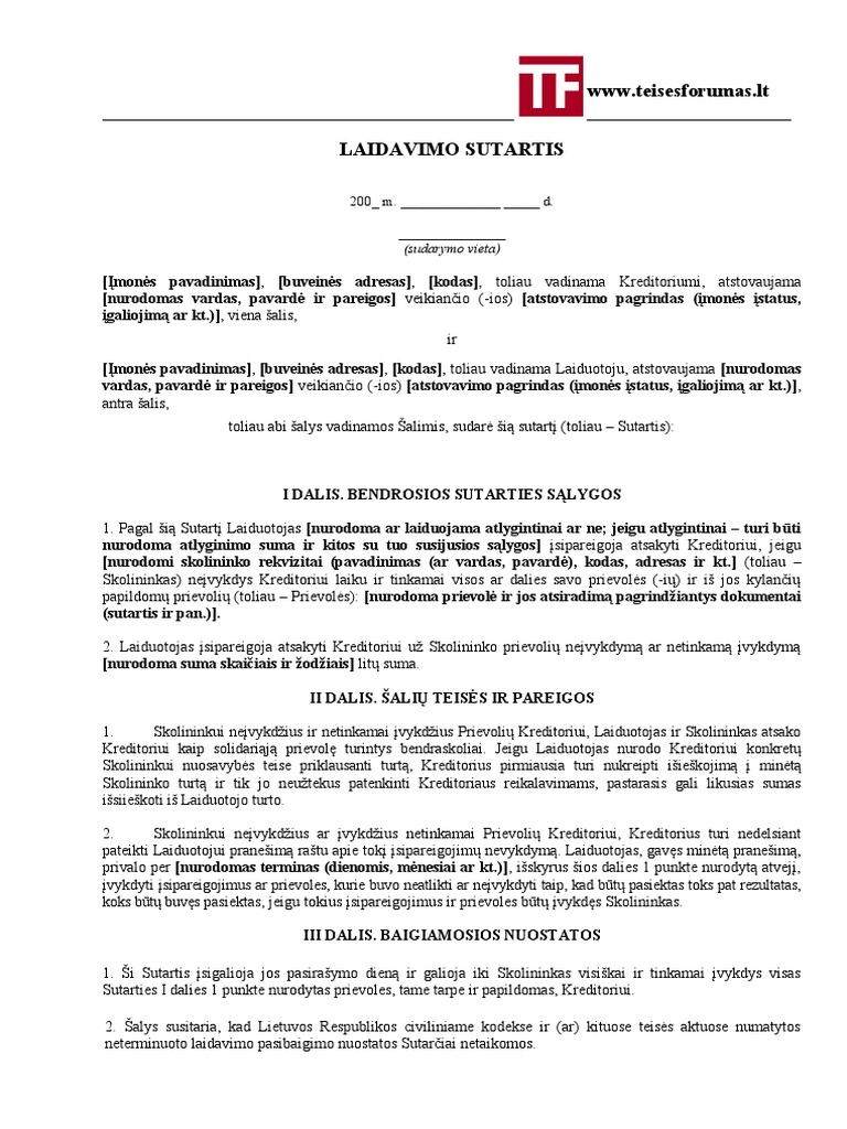 139 Laidavimo Sutartis | PDF