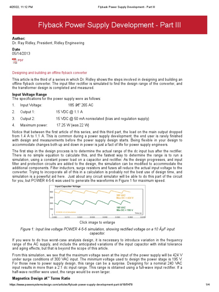 Flyback Power Supply Development - Part III | PDF | Power Supply ...