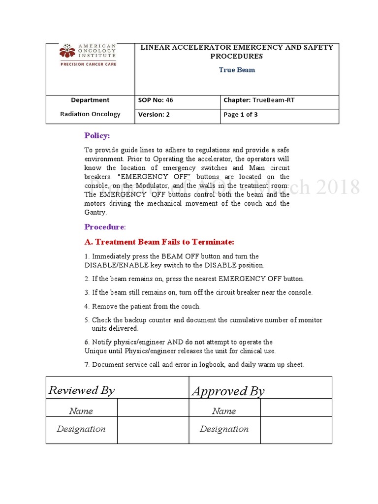 Linear Accelerator Emergency and Safety Procedures | PDF