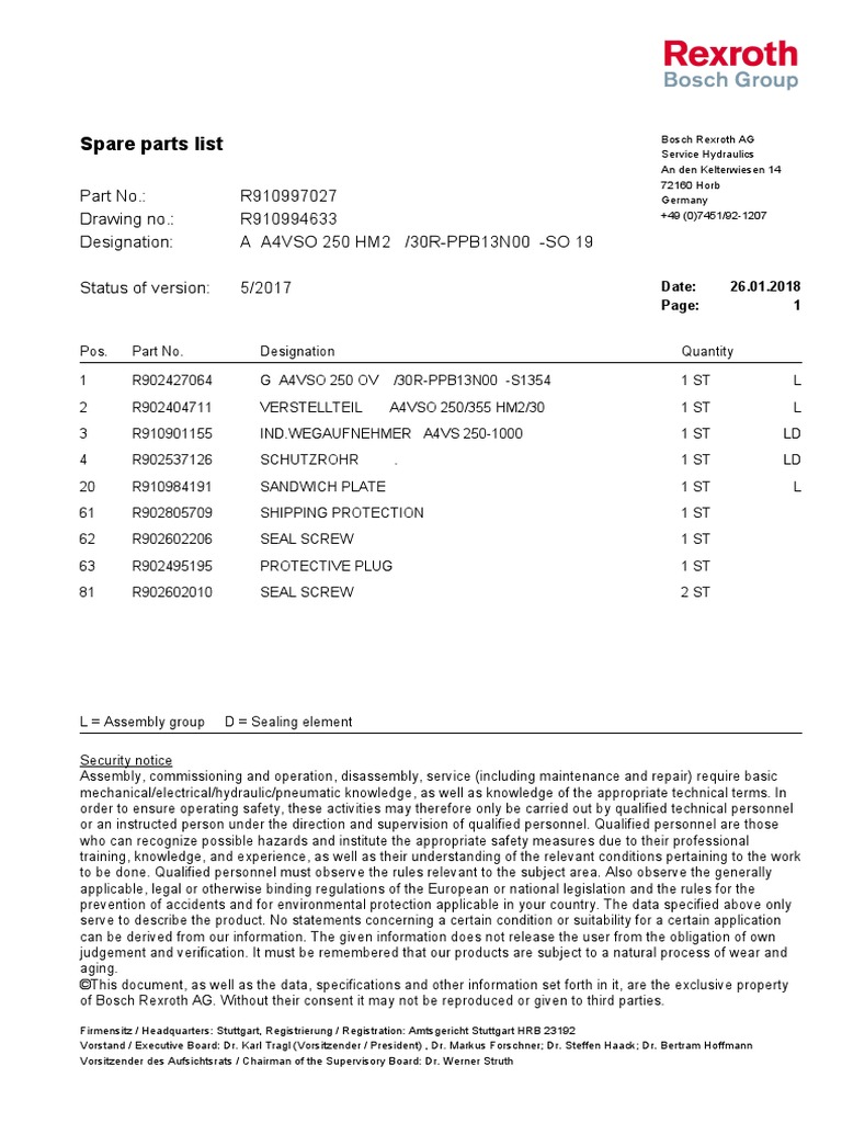 Spare Parts List | PDF | Safety | Information